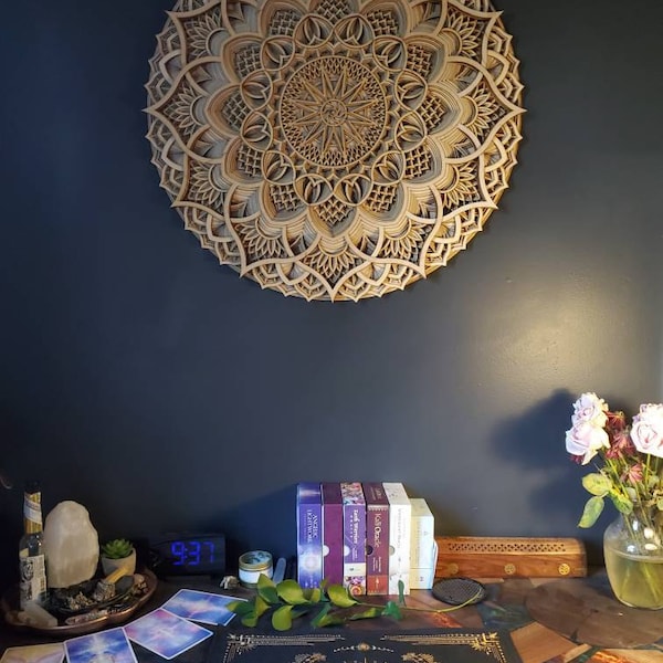MANDALA WOOD WALL Decor, Sacred Geometry Art, Handcrafted Rustic Boho ...