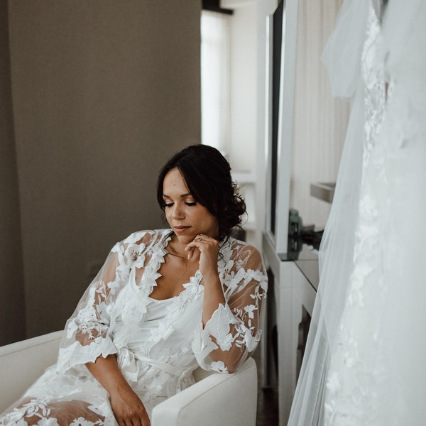 Boudoir Robe With Slip*bridal Lace Robe*gift for Bride*robe for Bride ...