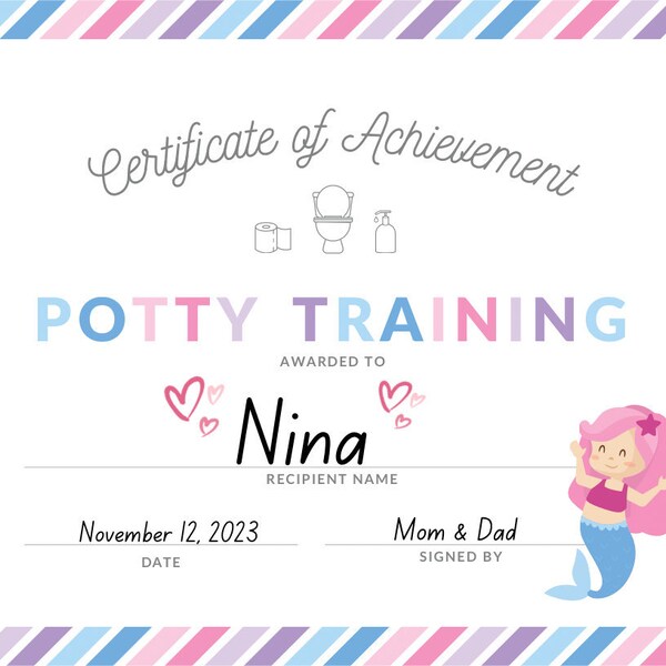 Editable Potty Training Award Certificate, Potty Training Award ...