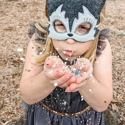 Girl Gray Wolf Felt Party Mask Wolf Photo Prop Girl Wolf Party Favor ...