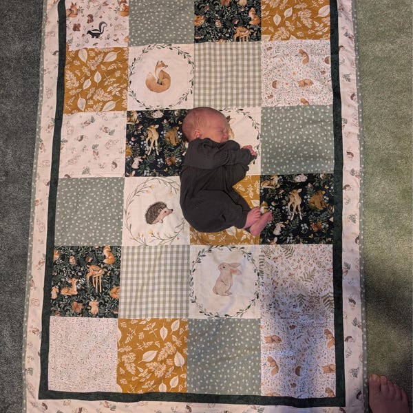 LITTLE Fawn and Friends Quilt/forest Friends/woodland Quilt/handmade in ...