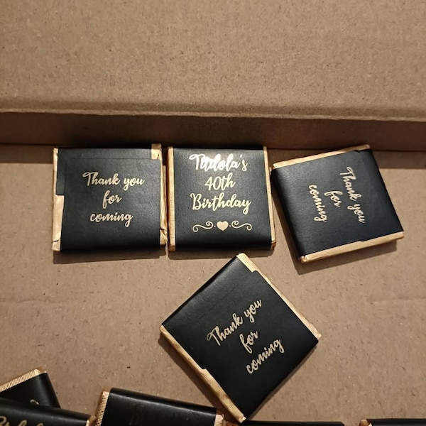 Personalised Happy Birthday Party Favours Chocolate Favours Black ...