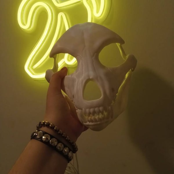 Wolf Skull Realistic Bone Spooky Mask - Movable Moving Hinge Jaw- 3D ...