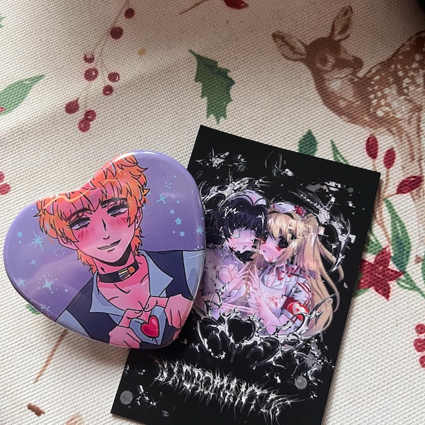 YTTD - 2.25" Heart Button Badges - Visual Novel | Anime Gift | Ita Bag ...