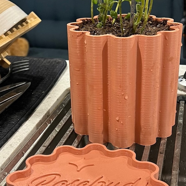 Funky Plant Pot in Matte Terracotta Red, Mid Century Modern Pots With ...