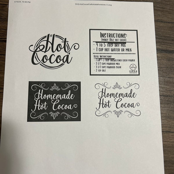 Printable Homemade Hot Cocoa Dry Mix Recipe Label for Your Own ...