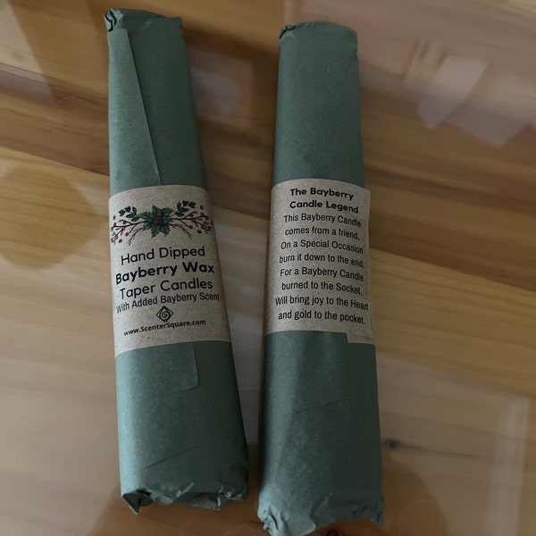 Hand Dipped Real Bayberry Wax 8 Inch Tapers - Tissue Wrapped 8 Inch ...