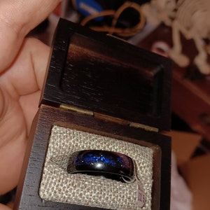 The Astronomer Nebula Ring, Mens Wedding Ring, Black Tungsten Outer ...