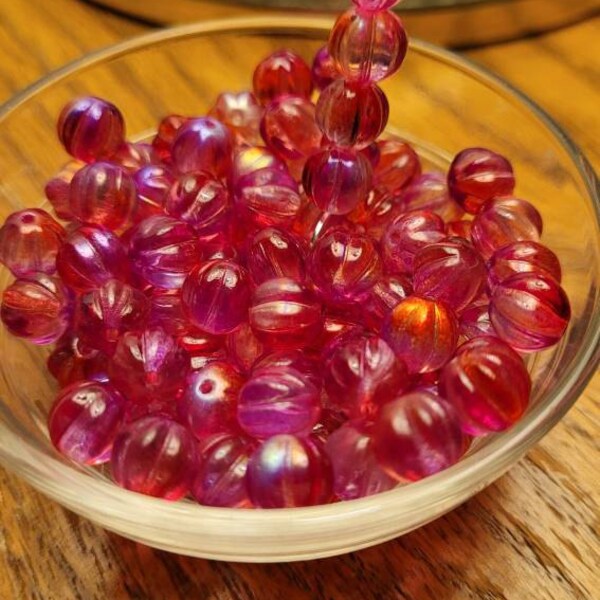 15mm Twisted Bugle Beads Twisted Tube Czech Glass Beads Magenta AB 200 ...