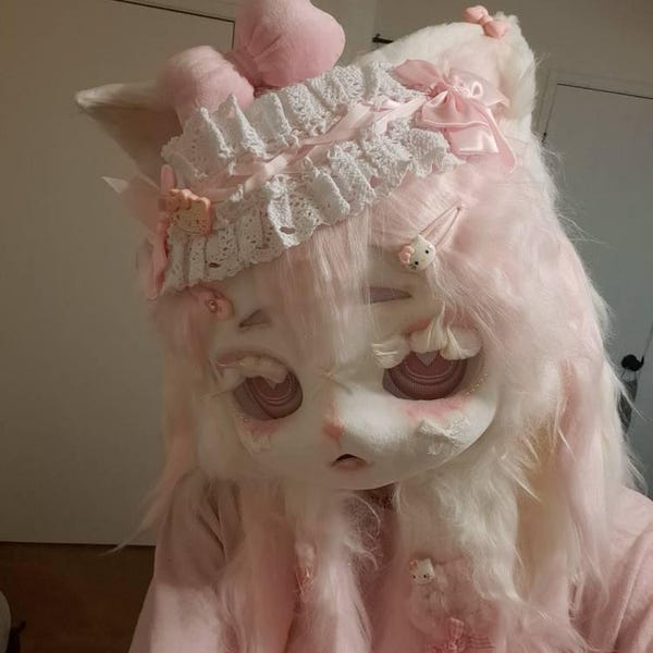 Baby Pink Kitty - Kawaii Premade Kig Head Fursuit Mask Kigurumi Head ...