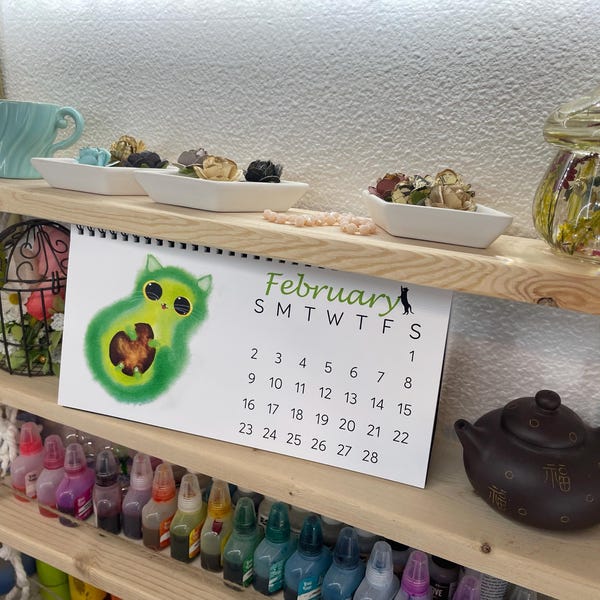 2025 Desktop Calendar Cute Watercolor Cats 12 Months of Adorable Cat ...