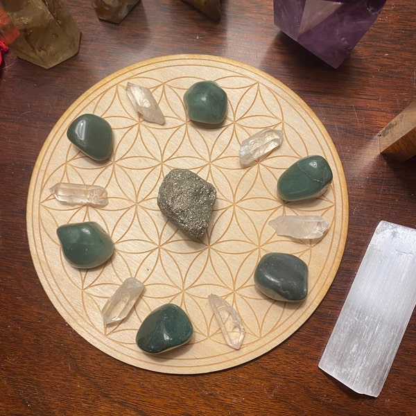 Abundance and Good Fortune Crystal Grid Kit Flower of Life Reiki ...