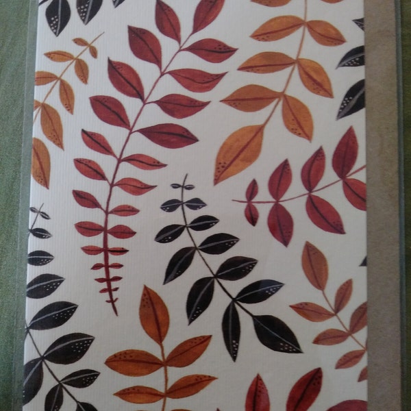 Autumn Leaves Pattern Greeting Card - Fall Botanical Illustrated Art ...