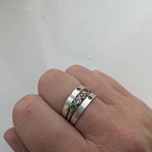 Multi Stone Family Ring, Birthstone Sterling Silver Ring for Mom ...
