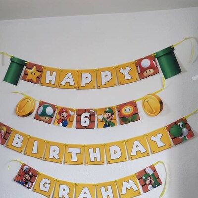 Super Mario Digital Bunting Banner Birthday Download Printable at Home ...