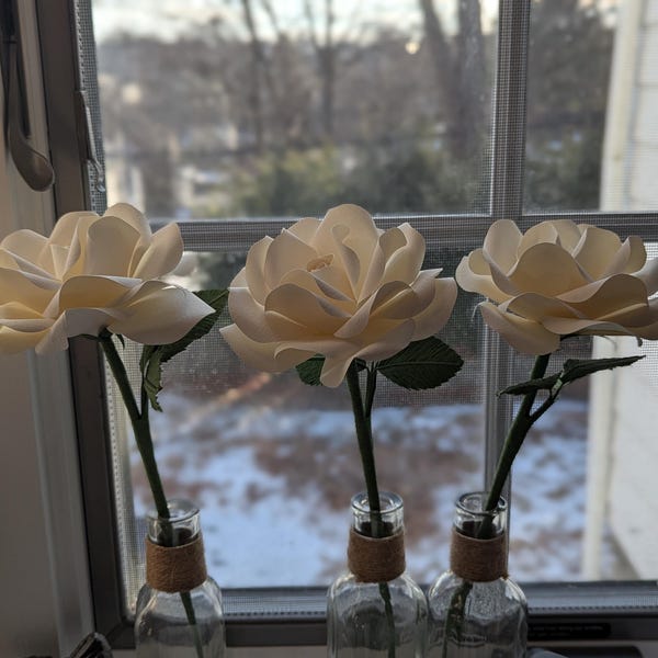 Paper Willow Rose 9th Anniversary Gift for Her / Paper Willow Wood Rose ...