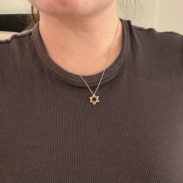 Magen David Pendant Necklace, 14K Gold Rounded Star of David Pendant ...