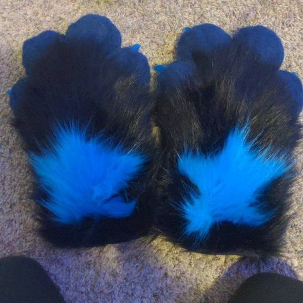 Furry Paws With Star Pattern and Colorful Style Fluffy Fursuit Partial ...