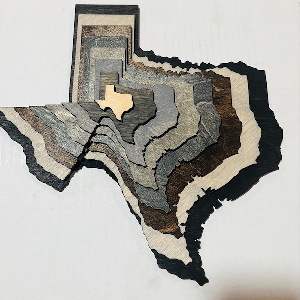 Texas Stacked State Wood 3D Table Art, Wall Art, Multi-color Available ...
