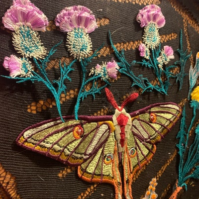 Moks364p Hummingbird Moth Embroidery Patch, Bug Insect Wall Art Dekor ...