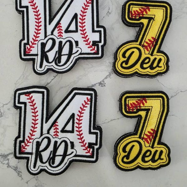 Personalized Baseball Name Patches, Custom Embroidered Baseball Number Patches Iron On/sew on ...