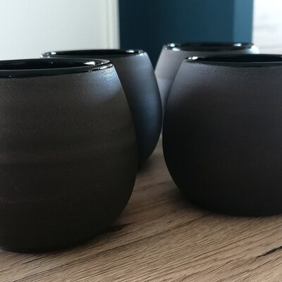 Ceramic Handleless Mug 13oz, Minimalist Mug No Handle 400ml, Grey and ...