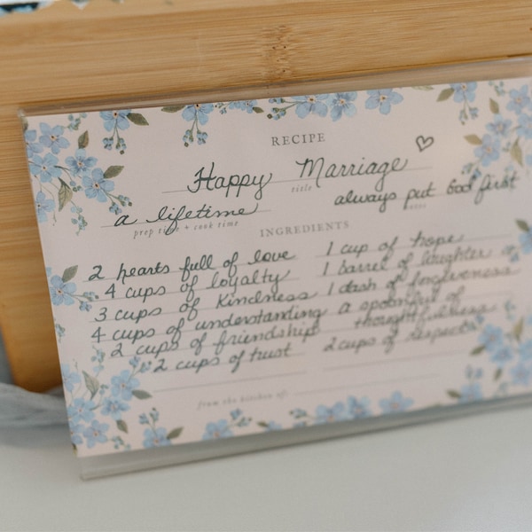 Forget Me Not Floral Recipe Cards | Recipe Book Cards | Family Recipe ...