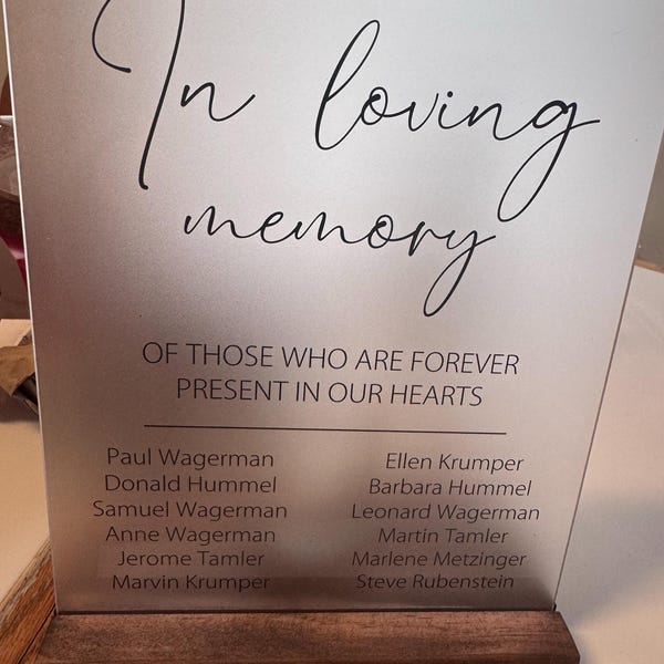 In Loving Memory Sign Customized With Names - Wedding Memorial Sign ...