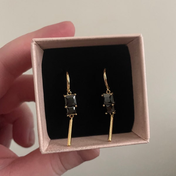 Dainty Dangling Princess CZ & Bar Charm Huggie Hoop Earrings ...