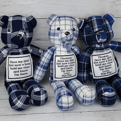 Custom Memory Bear Teddy Bear From Loved Ones Clothing Remembrance Bear ...