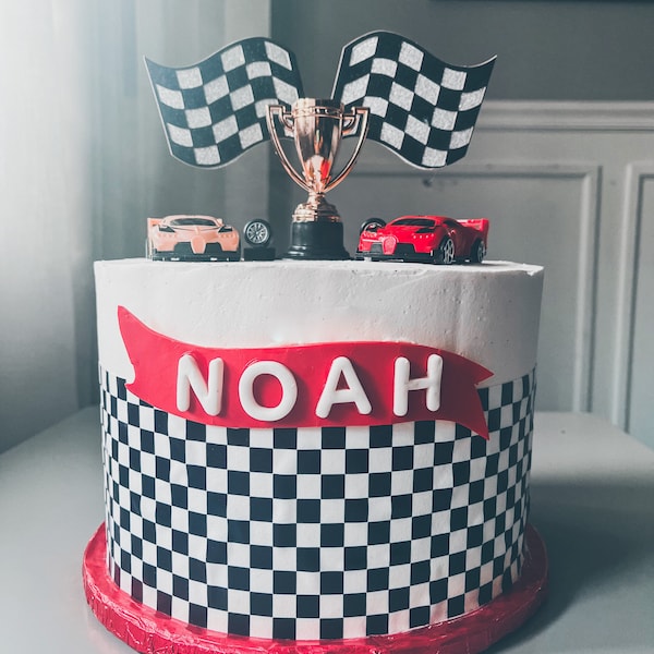 Edible Black and White Checkered Flag Cake Wraps and Strips. for Cakes ...