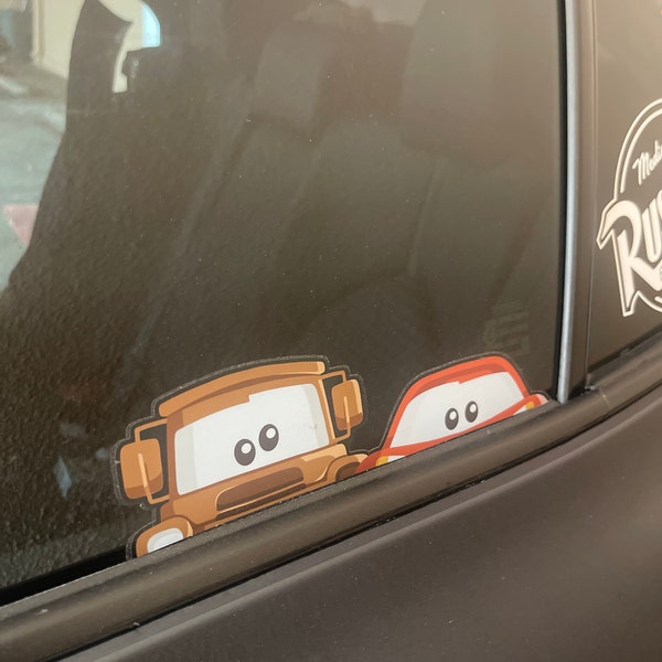 Mcqueen and Mater Peeker Car Decal/ Cars Pixar Peekaboo Window Bumper ...