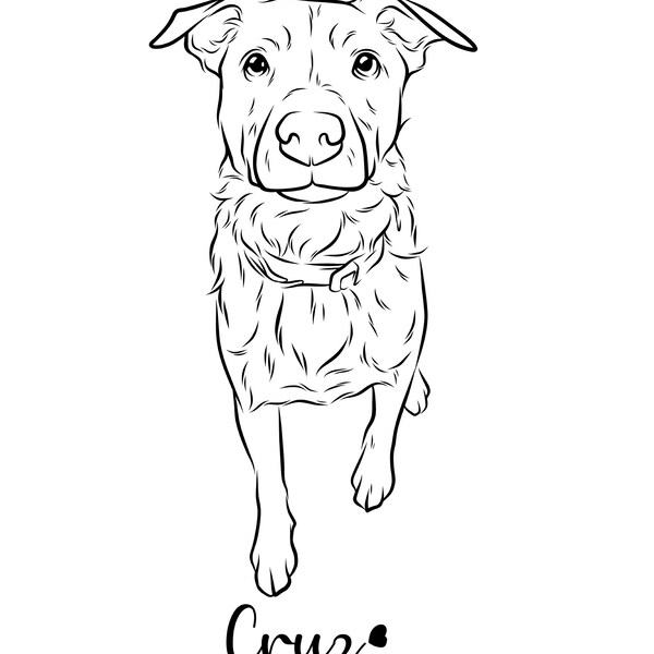 Custom Line Drawing Pet| Dog Portrait INK| Tattoo Commission| Line Art ...
