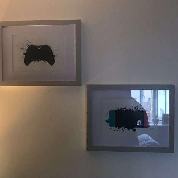Nintendo Switch Controller Minimal Splatter-art Print Wall Art Poster ...