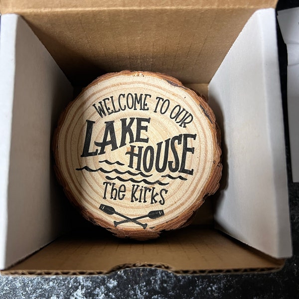 Personalized Lake House Coasters | Lake House Gift | Wood Slice ...