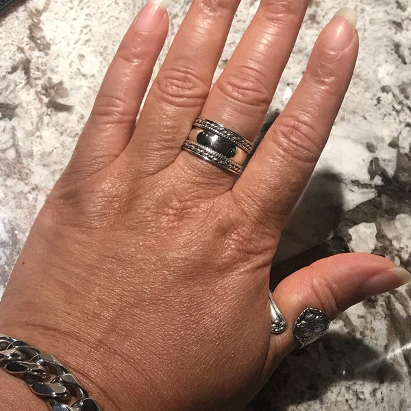 Sterling Silver Adjustable Thumb Ring for Women, Wide Dome Band Ring ...