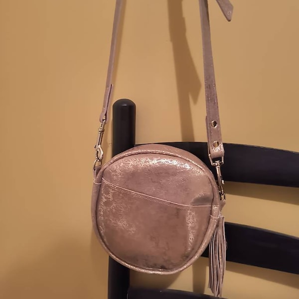 Handmade Circle Crossbody Bag, Leather Round Shoulder Bag, Circle Tote ...