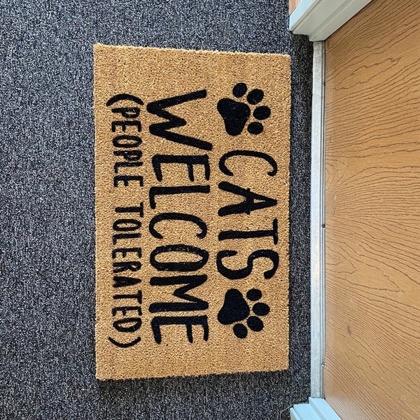 Cats Welcome People Tolerated Doormat – Funny Cat Lover Gift, Pet ...