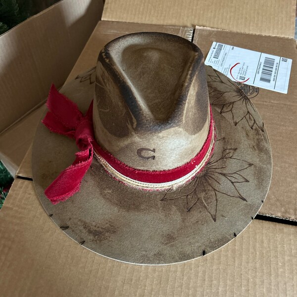 Hand Burned Cowboy Hat | Hand Burned Wide Brim Hats | Hand Burned Hat ...