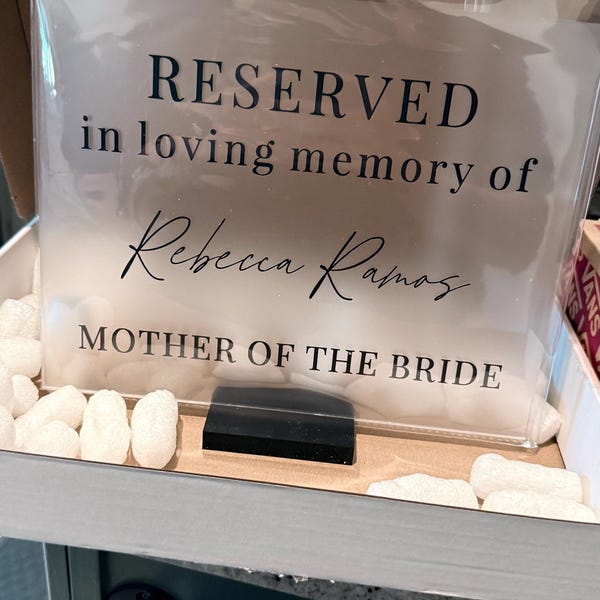 Reserved in Loving Memory Wedding Sign, Reserved Seat Sign, This Seat is Reserved Memorial Sign ...