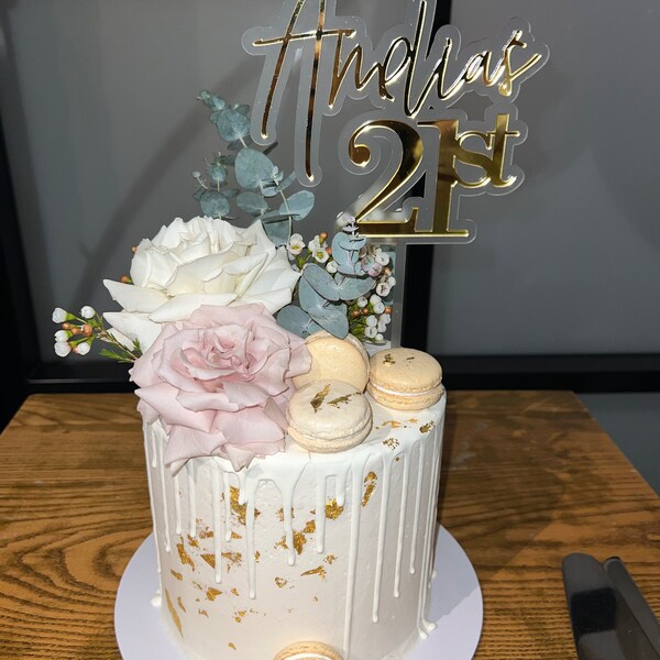 21st Cake Topper - Personalised Floating Cake Topper - Clear Acrylic ...