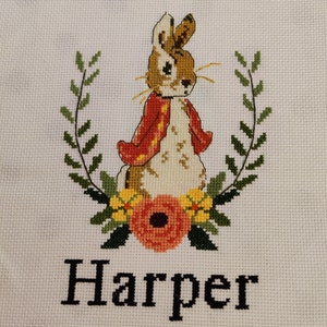 Beatrix Potter Birth Sampler Cross Stitch Pattern Peter Rabbit Wreath ...