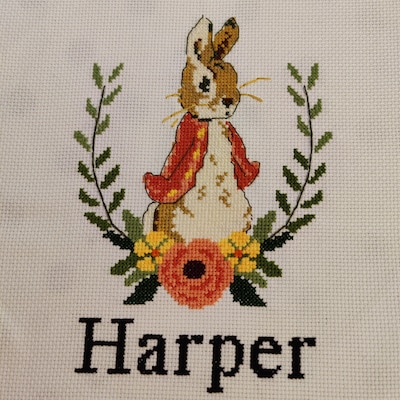 Beatrix Potter Birth Sampler Cross Stitch Pattern Peter Rabbit Wreath ...