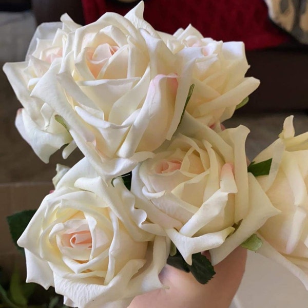 Real Touch Small Rose Stem 46cmh | Artificial Faux Flowers | Rose Stem ...