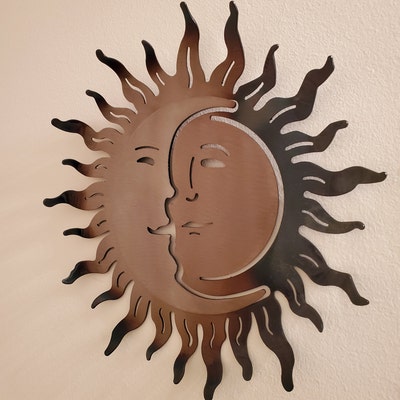 Wrought Iron Sun and Moon Sculpture, Wall Art - Etsy