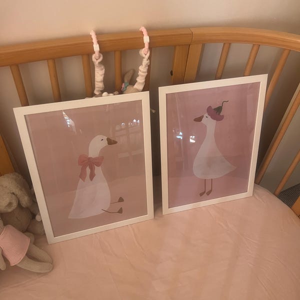 Silly Goose Wall Art Cute Goose Poster Beige Nursery Decor Farm Animal ...