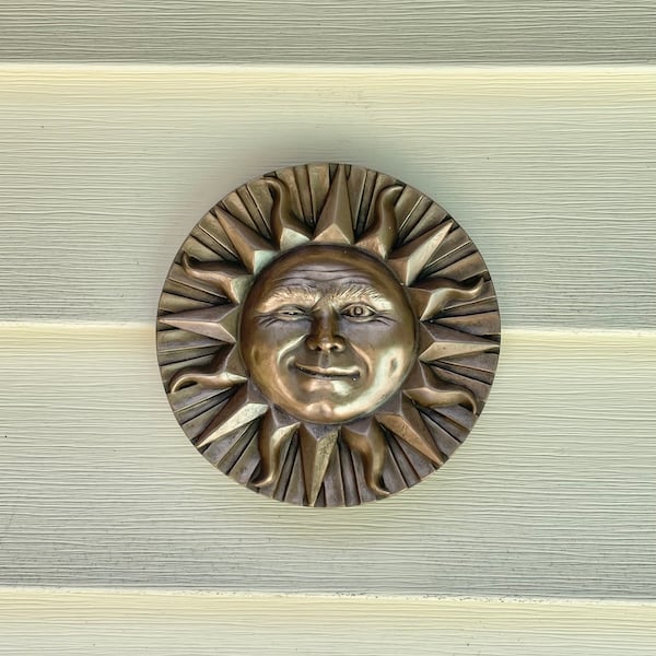 Small Winking Sun Face Wall Plaque in Bronze Resin - Etsy