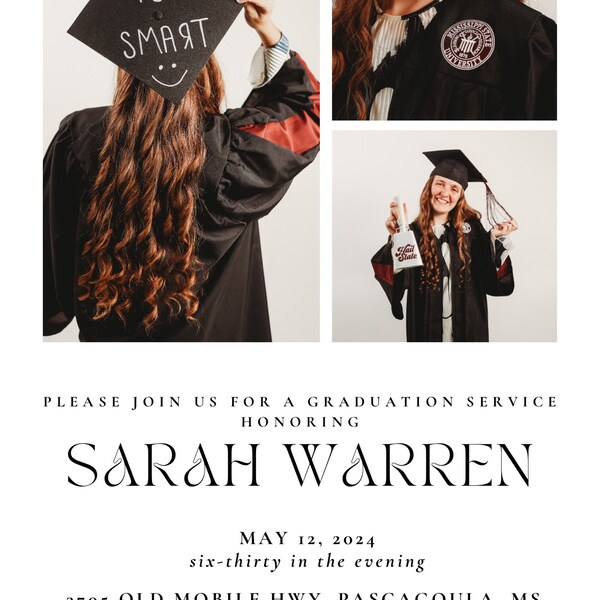 Modern Minimal Graduation Party Invitation Template, Graduation ...