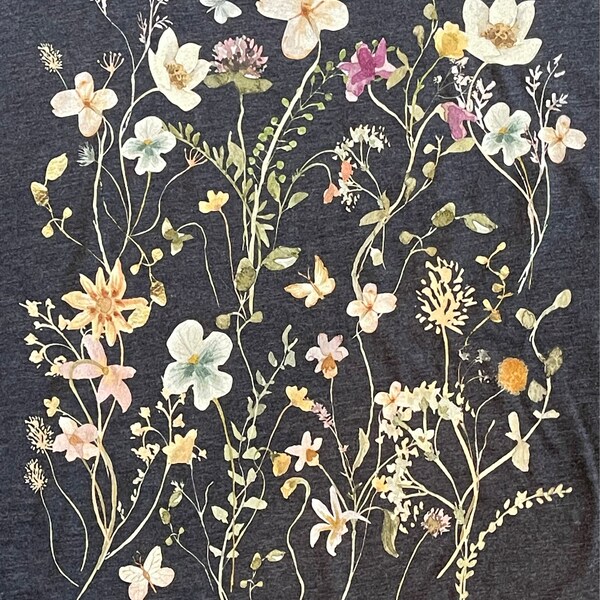 Pressed Flowers Tshirt, Boho Wildflowers Cottagecore Shirt, Oversized ...