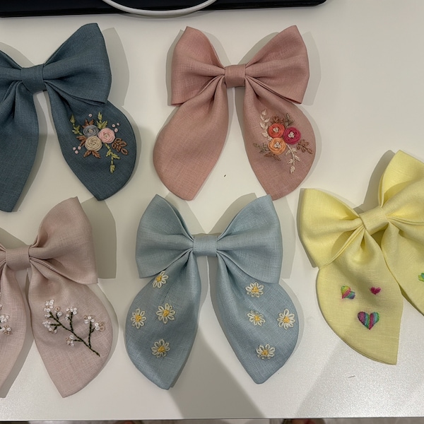 ROSE Bow Sewing Pattern With Embroidery, Video Tutorial, Doll Size Bow Included - Etsy